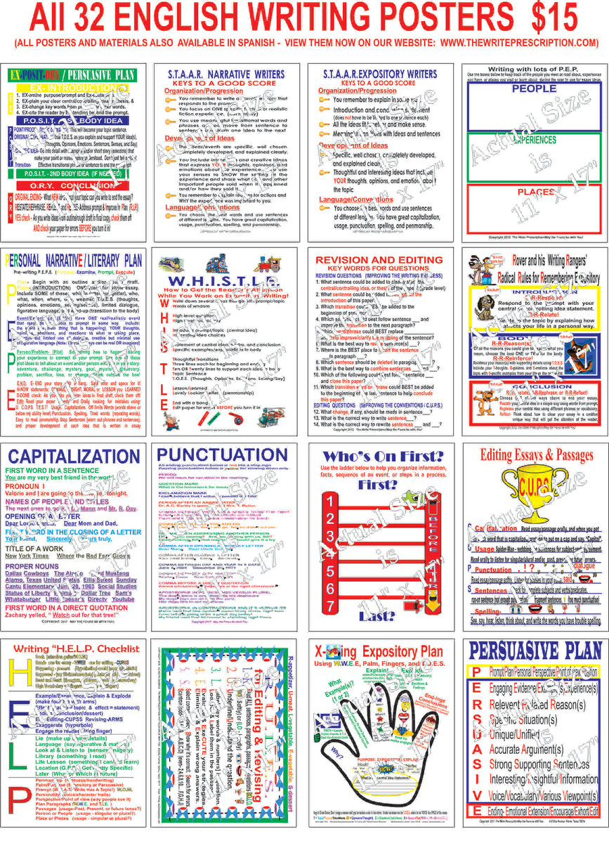 Digital 32 ELAR & Writing Posters – The WRITE Prescription/May the ...