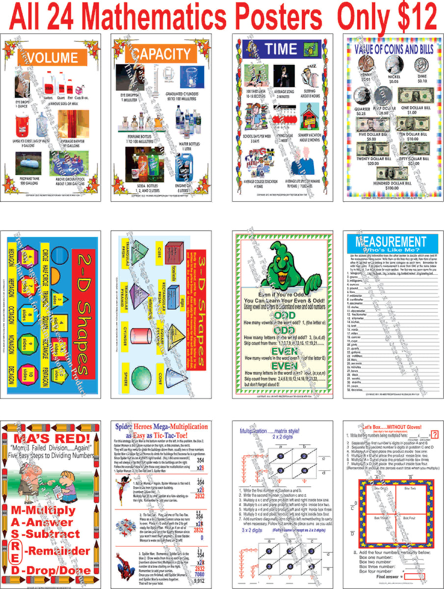 24 Full Color Vibrant Digital Mathematics Posters – The WRITE ...